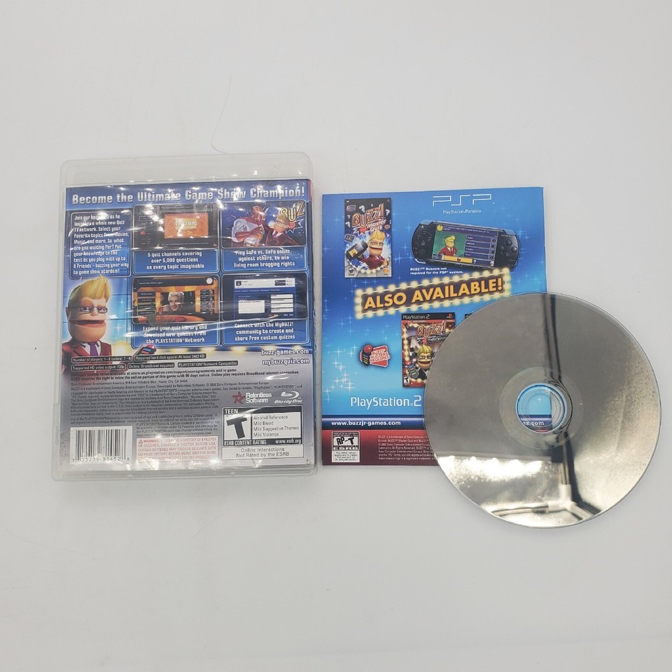 BUZZ QUIZ TV GAME FOR PS3 PLAYSTATION 3, GAME DISC, CASE, MANUAL, NO ...