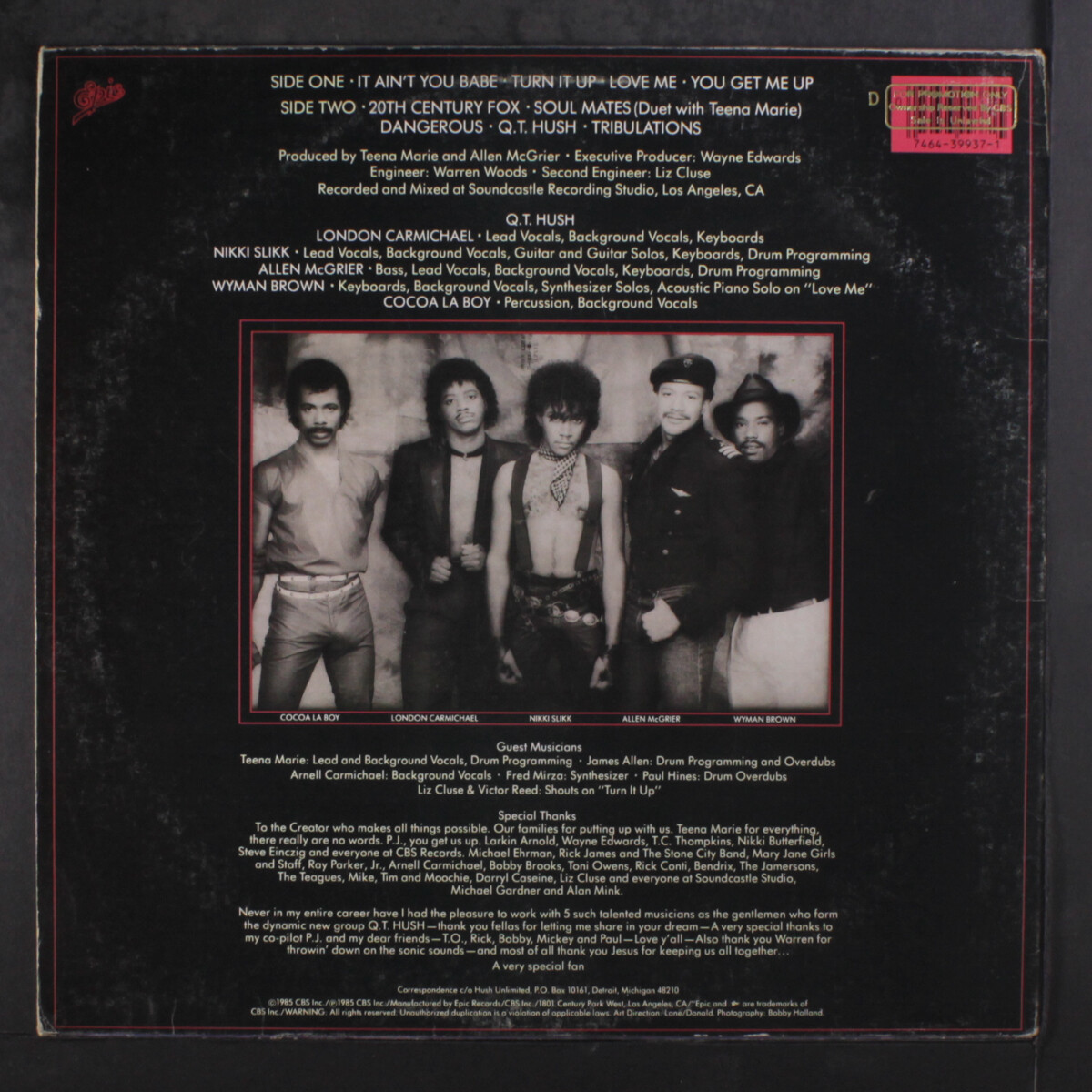 Q.T. HUSH: q.t. hush Epic 12" LP 33 RPM | eBay