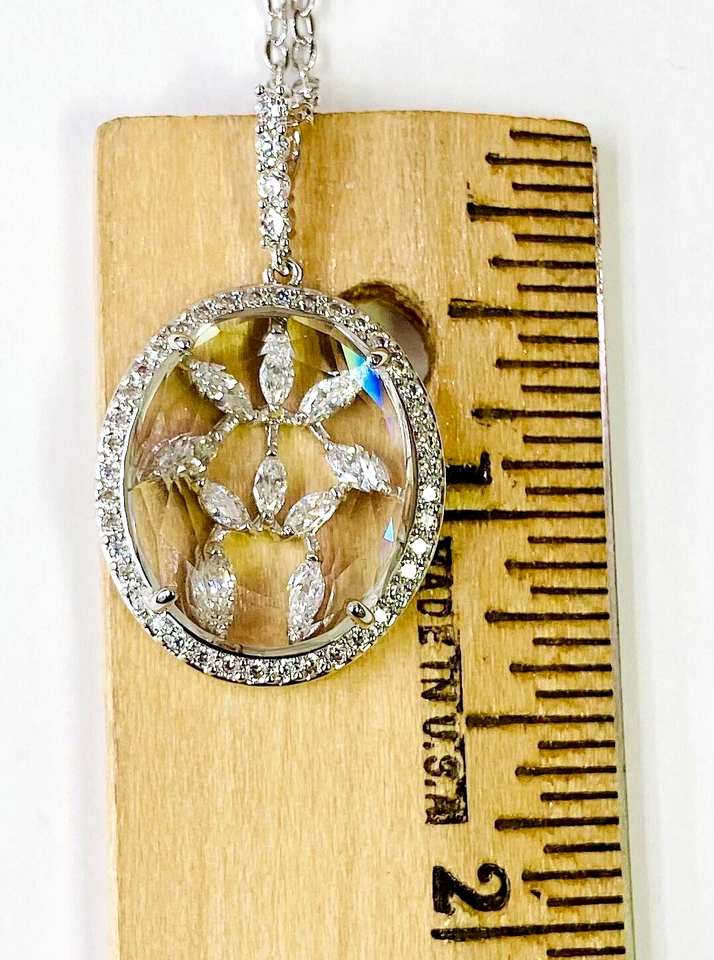 HSN Natalie Mills Silver-Tone Clear Stone & Cubic Zirconia 18" Necklace ...