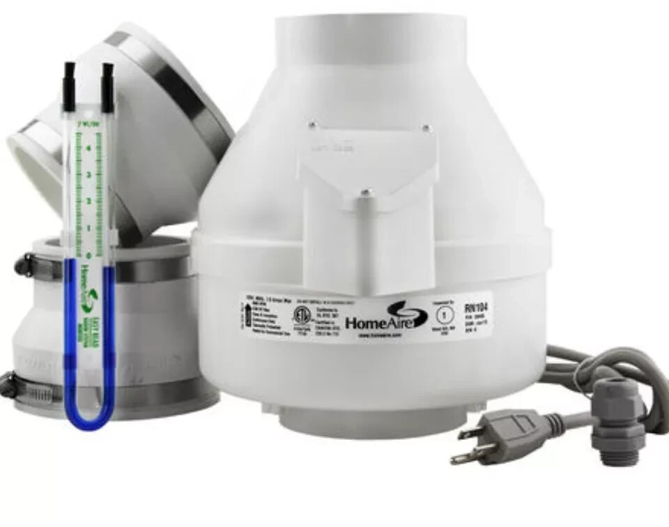 Complete Home Radon Mitigation Fan System Kit Quiet Gas Reduction Radon ...