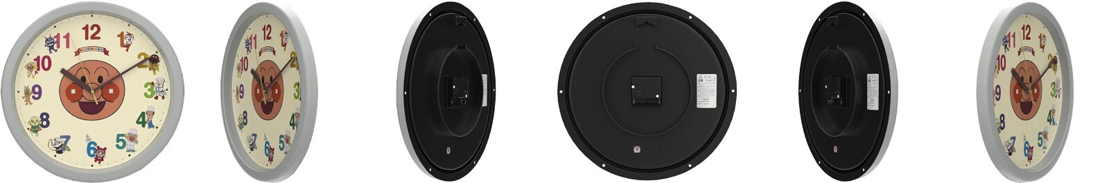 RHYTHM,Soreike Anpanman character wall clock, analog, silver 4KG7 F/S ...