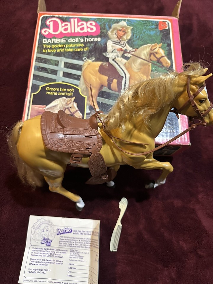 Vintage 1980 DALLAS BARBIE DOLL HORSE with Saddle & Original Box | eBay
