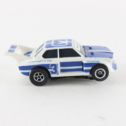 Round 2 Tomy AFX BMW 320i #3 Blue Night Beamer HO Slot Car Chassis ...