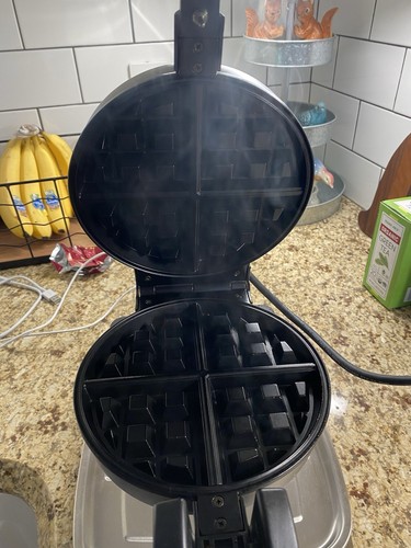 Waring Pro Waffle Maker Thick Belgian Stainless Restaurant Style w Tray ...