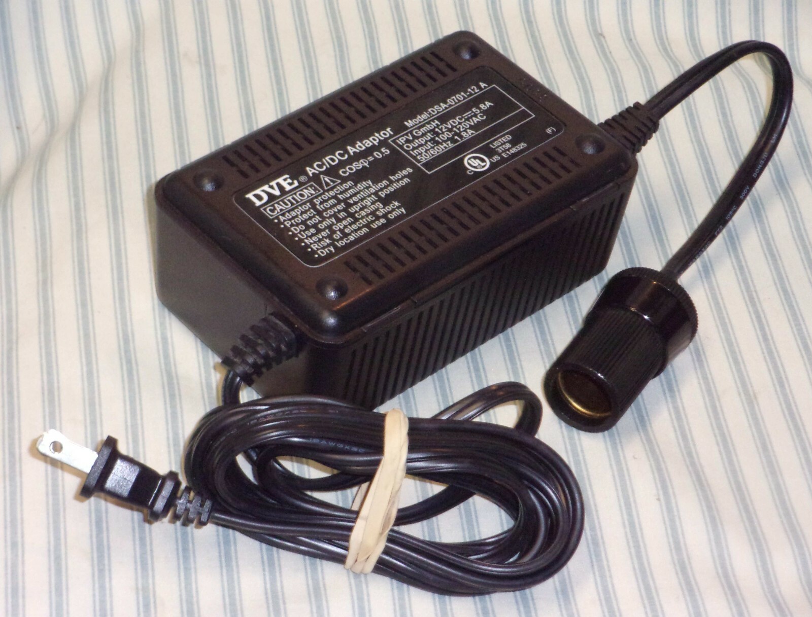 DVE SWITCHING Power Supply AC/DC Car Lighter Adapter 12V 5.8A - Six ...