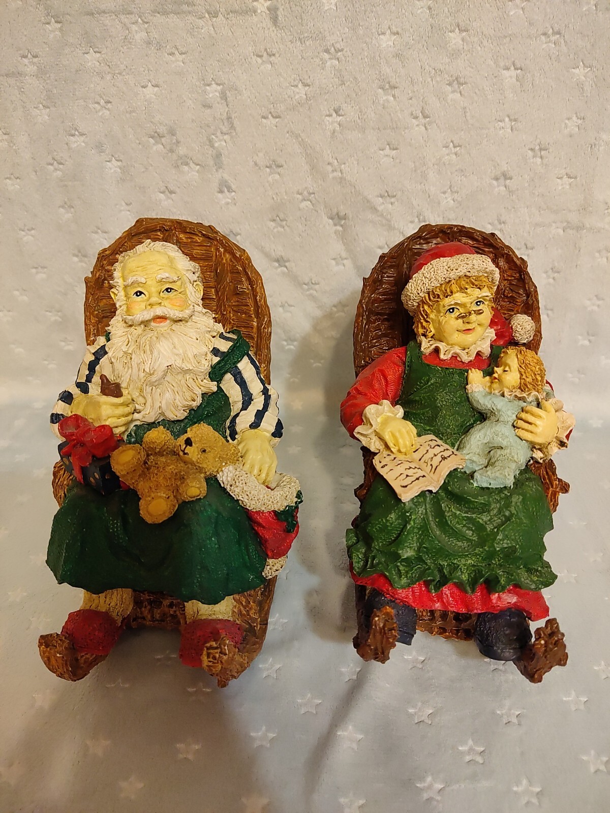 2 Musical 1990's - 6" Poly resin Santa Claus and Mr Sitting in a ...