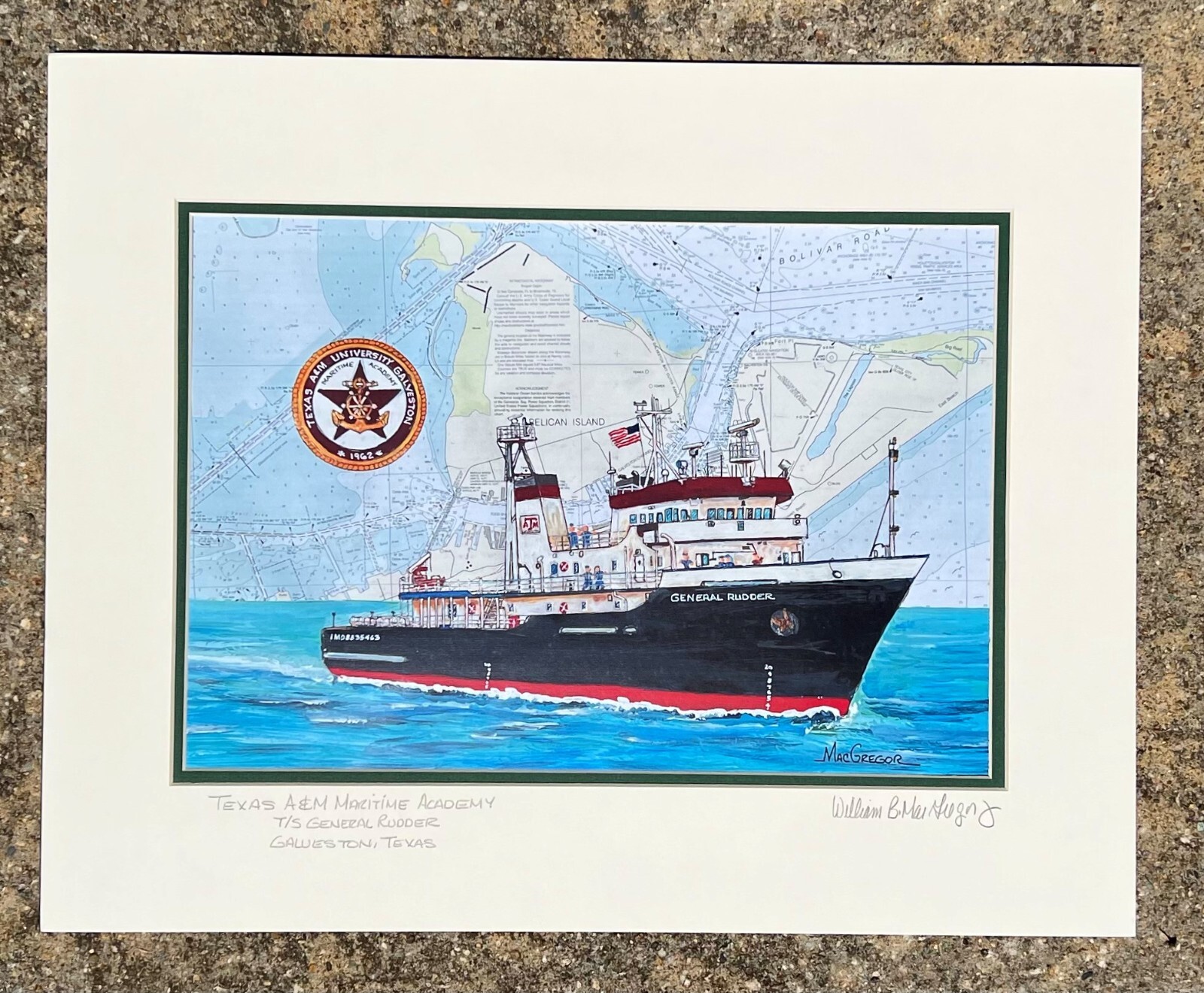 Texas A&M Maritime Academy art print TS General Rudder Galveston Texas ...