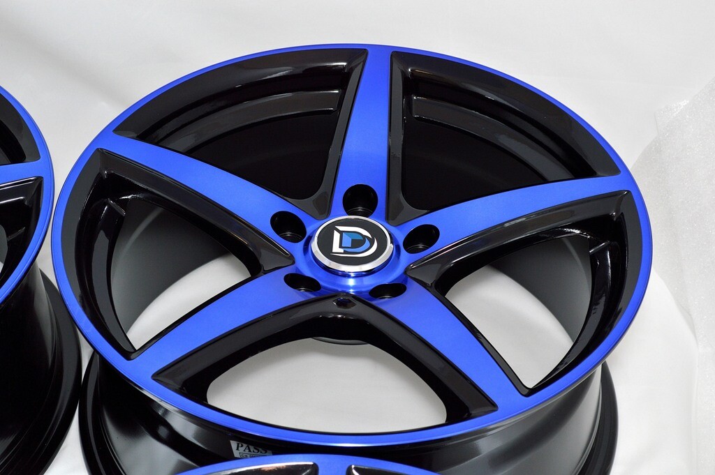 4 New DDR ST1 17x7.5 5x114.3 38mm Black Polished Blue Face 17" Wheels ...
