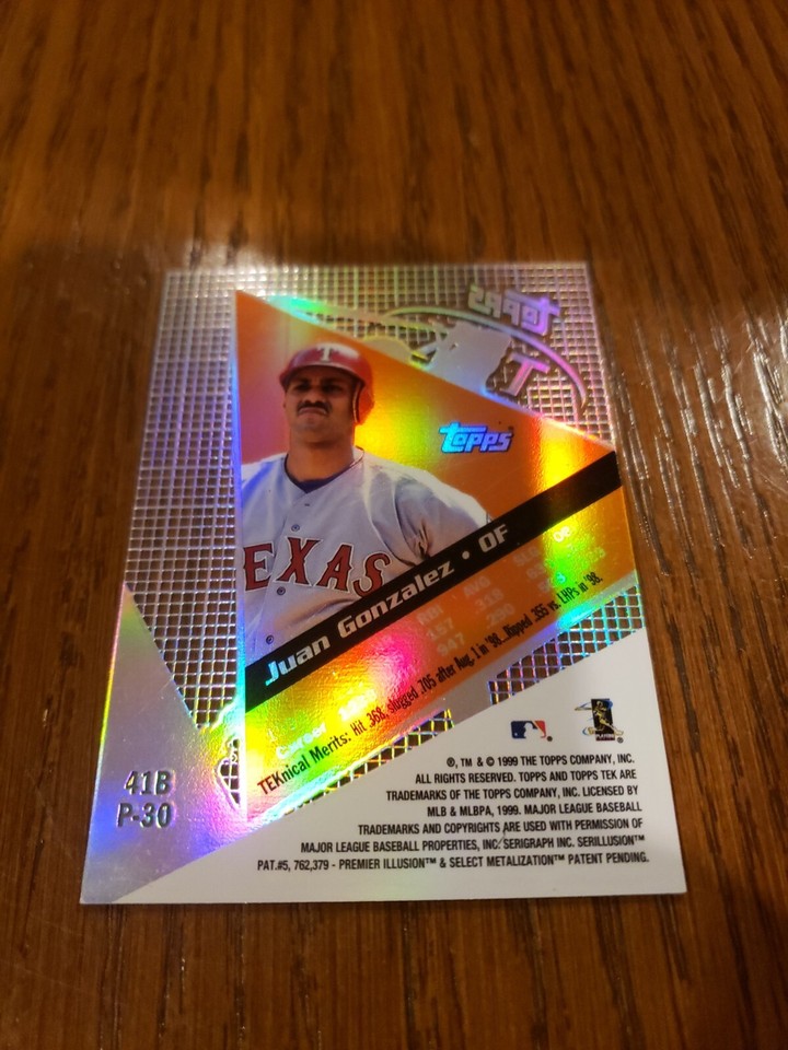 Topps Tek #41b Juan Gonzalez, Texas Rangers Pattern 30 | eBay