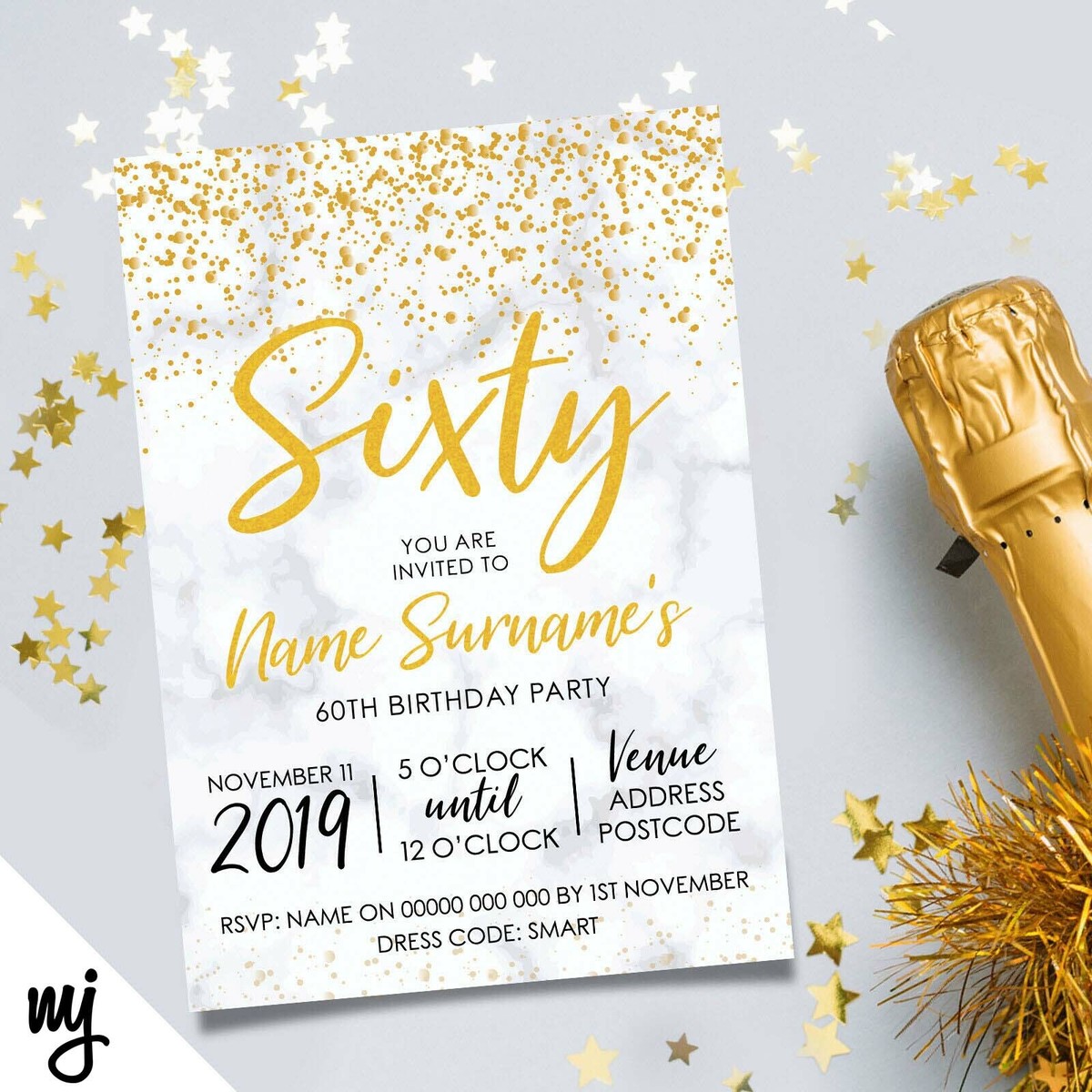 60 Birthday Invitations 60th Birthday Invitation Black And Gold