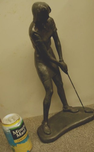 RARE VTG 1975 AUSTIN PROD ART SCULPTURE Female Golfer Heavy Statue 16 ...