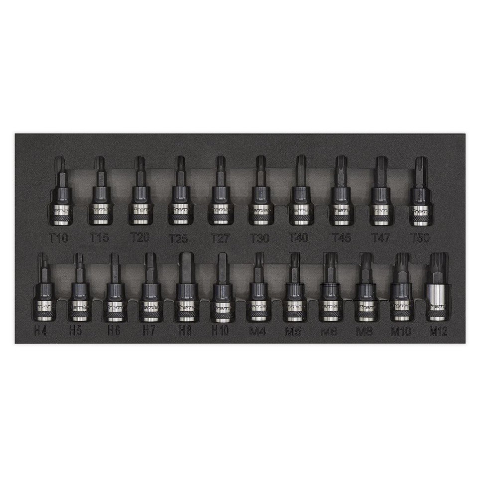 Sealey TRX-Star Hex Spline Socket Bit Set Premier Black 3/8" Drive Torx ...