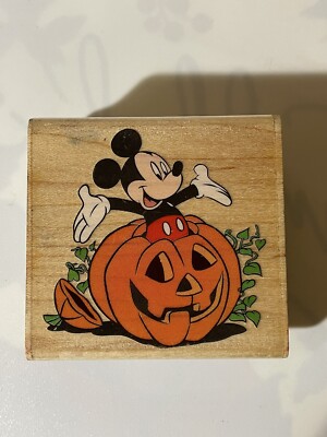 Vtg. Mickey Presents Wooden Rubber Stamp Mickey Mouse Rubber Stampede ...