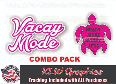 Vacay Mode Decal Sticker Vacation Beach Tan Pretty Wife Girl Hot Pink ...