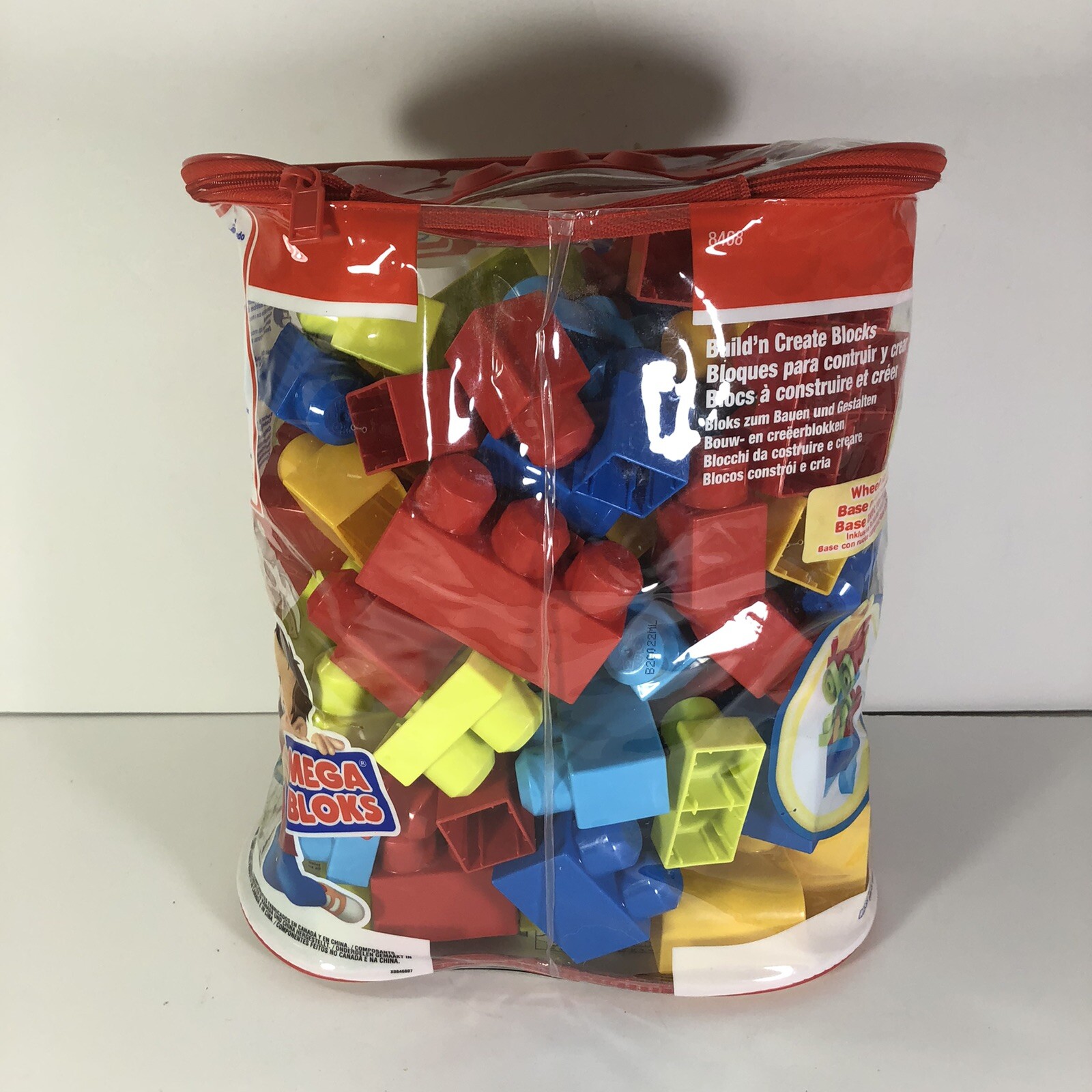 Mega Bloks Building Blocks 80pc piece Primary Colors Age 1-5 with wheel ...