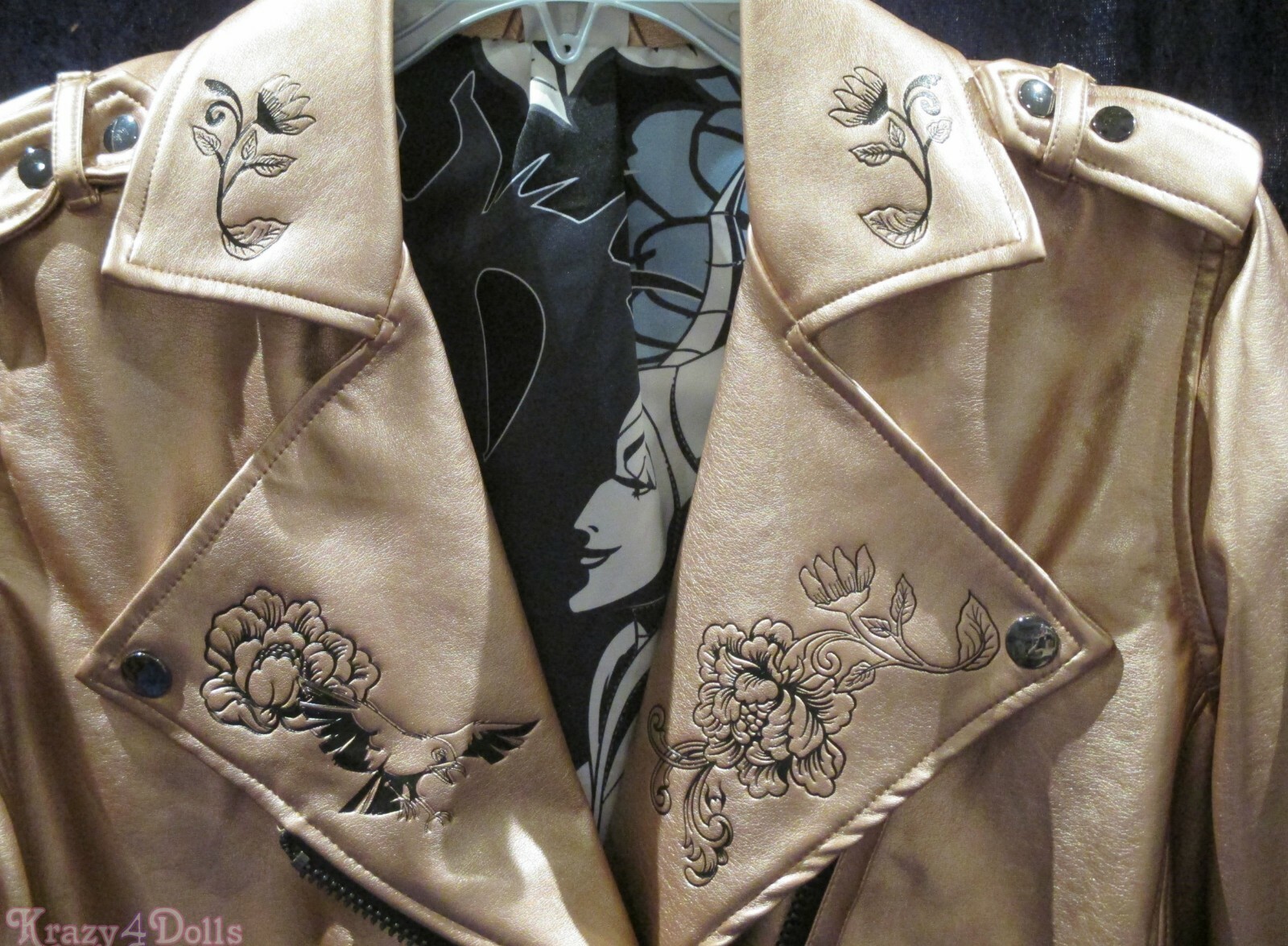 Disney Designer Womens Maleficent Motorcycle Faux Leather Jacket Size ...