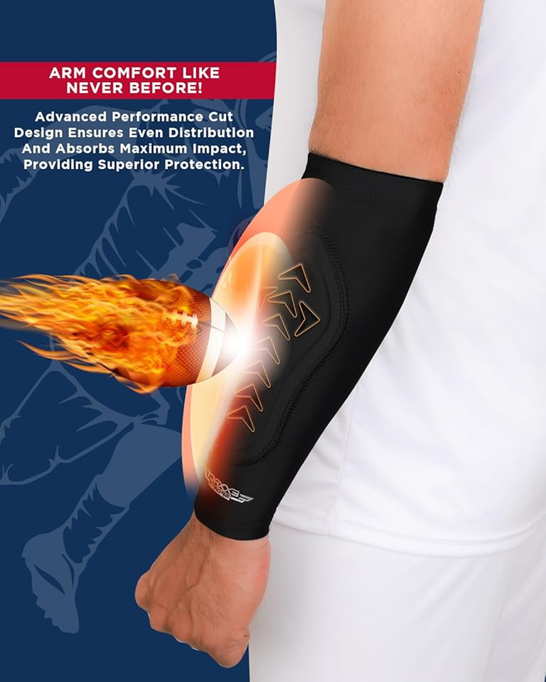Exxact Sports Padded Forearm Compression Sleeves for Football, Baseball ...