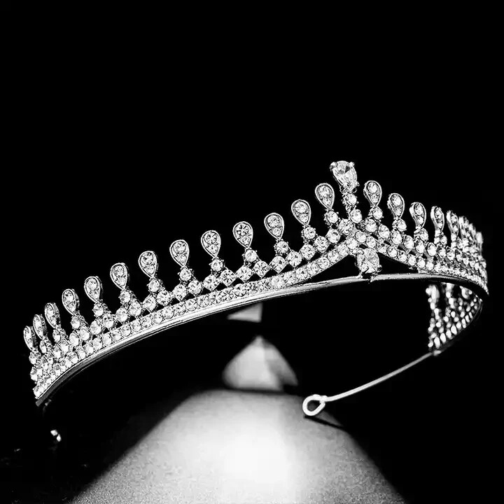 ROMANTIC Fashion Luxury Crystal Bridal Crown Tiara Light Silver Wedding ...