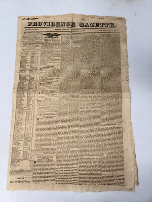 Providence Gazette November 6, 1820 Vol LVI No. 3010 (Vol 1 No. 89 ...