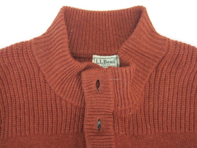 NWT L.L. Bean Washable Lambswool Mock Henley Sweater Russet Heather Men ...