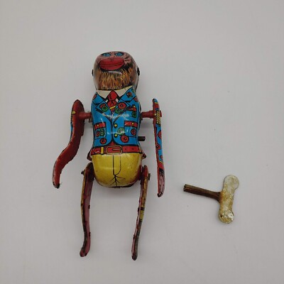 Vintage Natraj Tin Litho Wind-up Flipping Monkey w Key | eBay