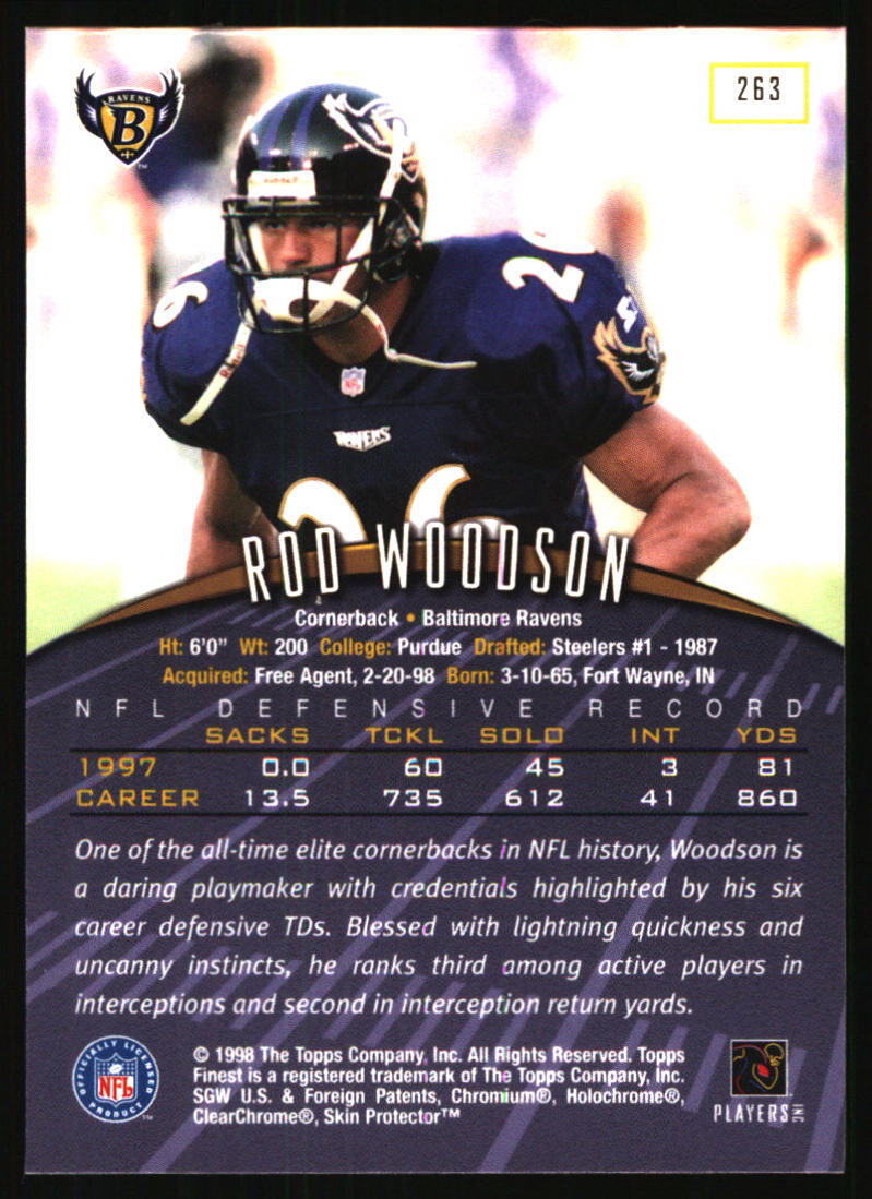 1998 Topps Finest #263 Rod Woodson Baltimore Ravens | eBay