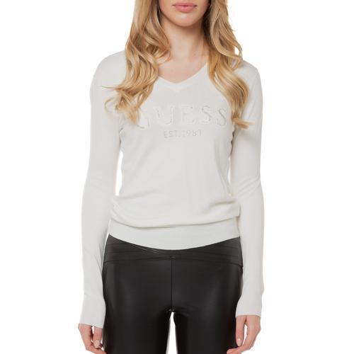 Guess Women's Rhinestones Front Logo Viscose Blend Sweater PN ...