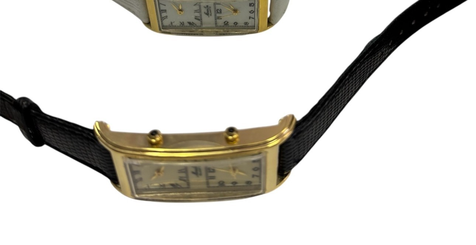 Vtg Moulin Men 37mm Gold Tone Dual Time World Map Leather Band New ...