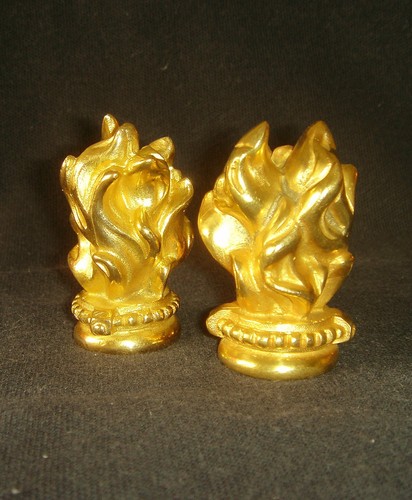 Pair of Gold Plated Lamp Finials - Flame | eBay