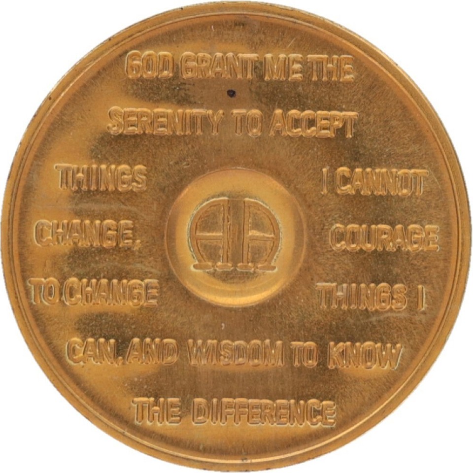 Alcoholics Anonymous AA 1Yr Sober Sobriety Alcohol Recovery Chip Coin ...