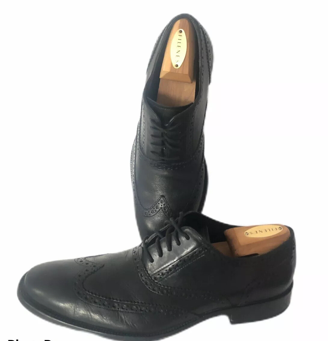 Cole Haan Wingtips 10 Black Leather Perforated Brogue… - Gem