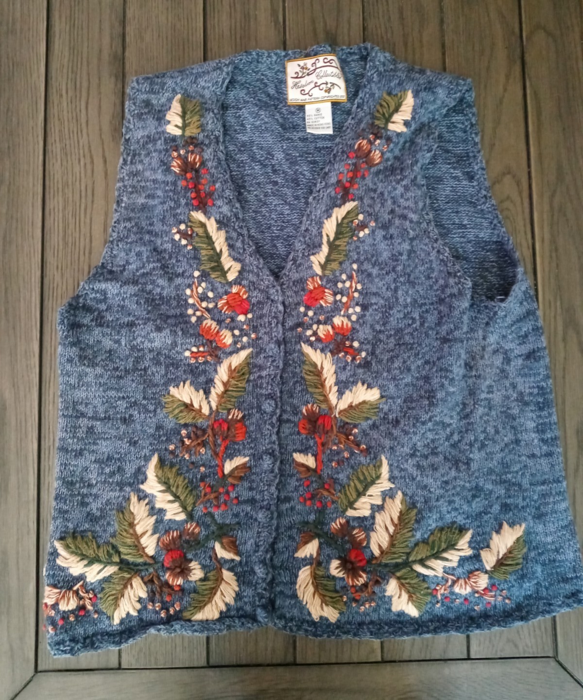 Heirloom Collectibles Knit Vest Fall Autumn Womens Vintage 1997 Blue ...