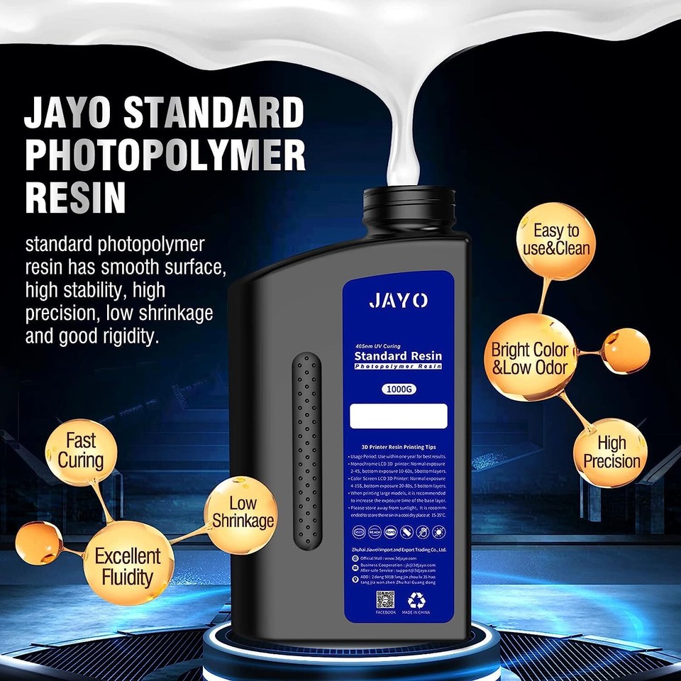 JAYO 1KG Standard/ABS-Like/Water Washable/Nylon-Like 405nm Resin LCD 3D ...