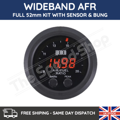 Wideband AFR Gauge Air Fuel Ratio Gauge 52mm LED 12v FULL KIT with ...