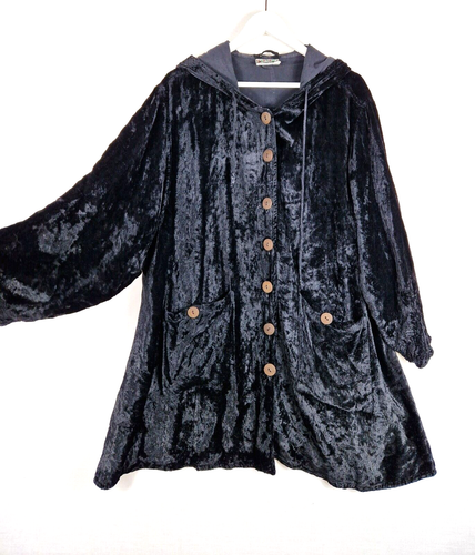 Rapp Vintage Black Velvet Hooded Witchy Boho Cloak Jacket Plus Size 16 ...