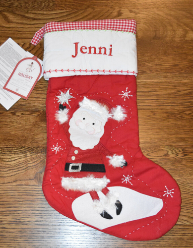 Pottery Barn Kid Quilted Light Up Stocking Santa Monogram Jenni NWT | eBay