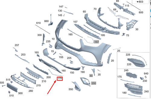 MERCEDES-BENZ GLE W167 Front bumper Left Lower Cover A1678851710 NEW ...
