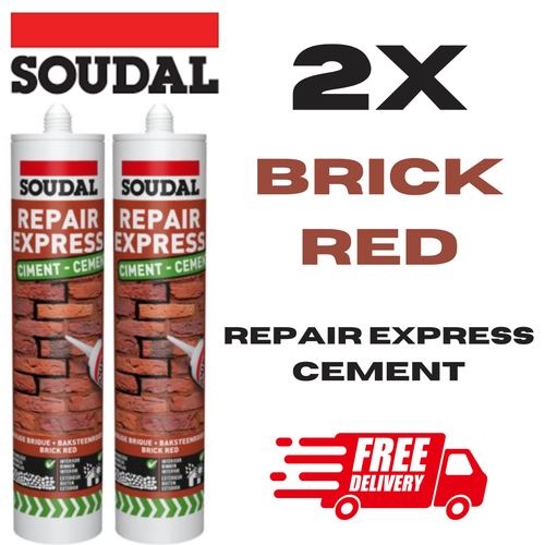 2X BRICK RED Soudal Repair Express Cement Gap Crack Mortar Masonry ...
