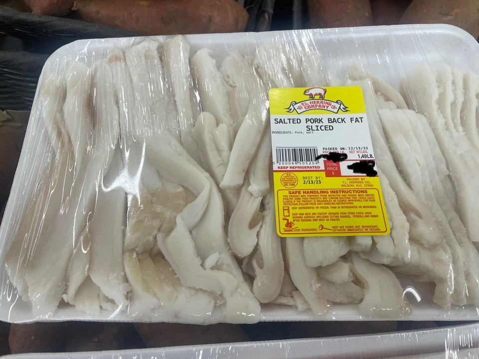 Salted Pork SLICED Fatback, 3 POUNDS Country Food , Soul Food, READ ...