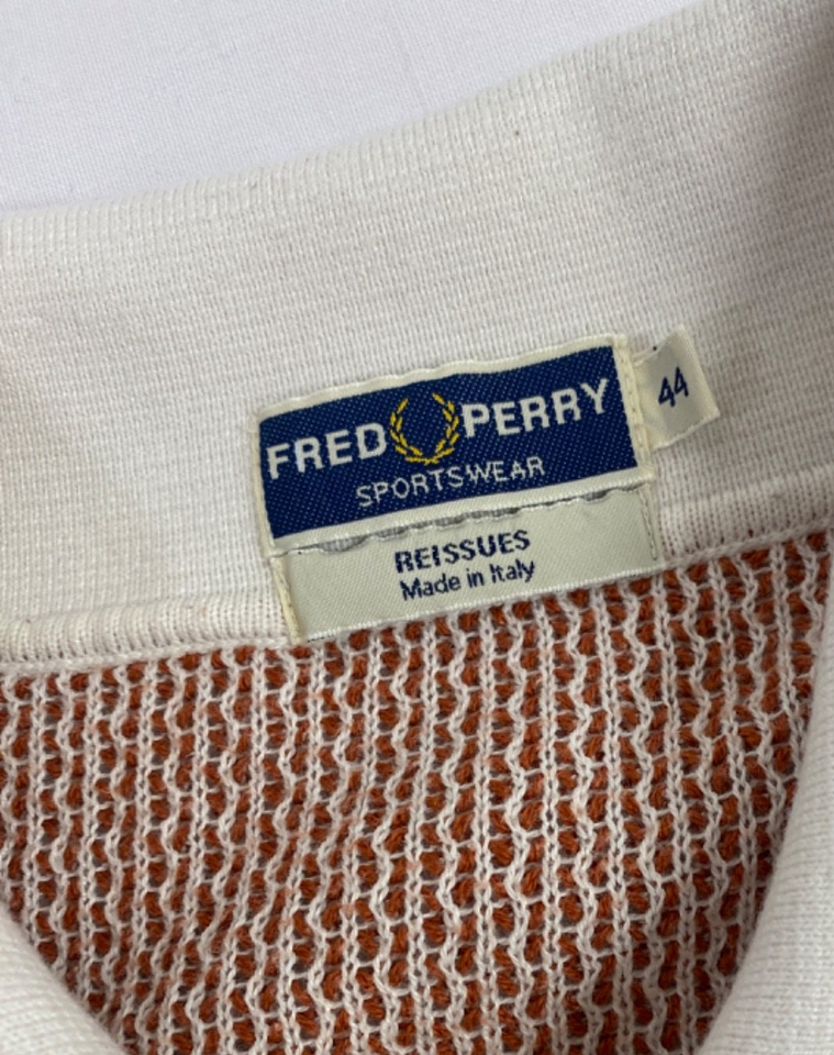 Fred Perry Retro Knitted Polo shirt mens M/L Rust White Reissues Sportswear 317 | eBay UK