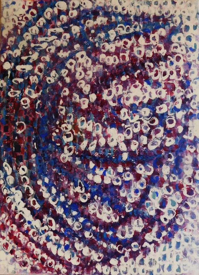 Original abstract oil painting signed by Nalan Laluk: "Wheel of Fortune ...