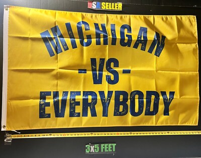 Michigan Flag FREE SHIPPING Y Vs. Everybody Beer Dorm Room College Sign ...