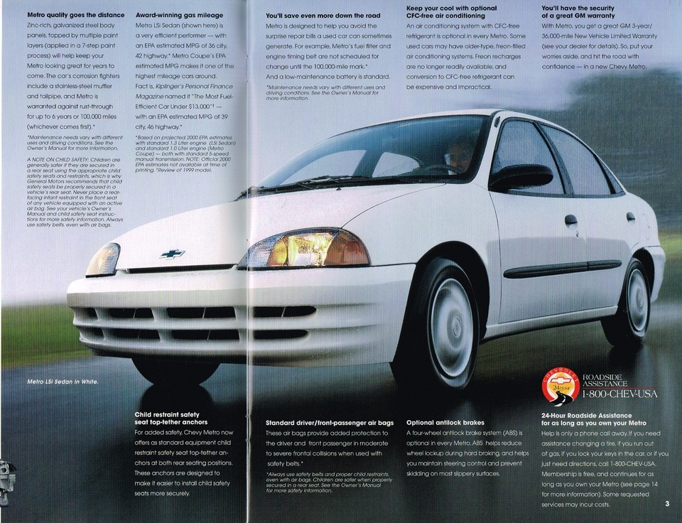 2000 Chevy METRO Brochure / Catalog with Color Chart: LSi,GEO | eBay