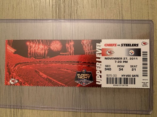 2011 Kansas City Chiefs vs Pittsburgh Steelers Official NFL Ticket Stub ...