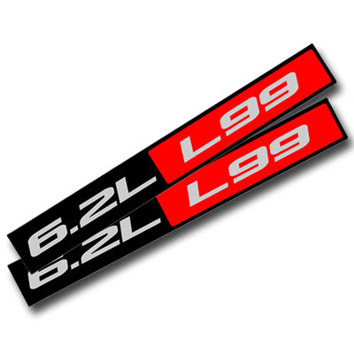 2X BLACK/RED METAL 6.2L L99 ENGINE RACE MOTOR SWAP BADGE FOR TRUNK HOOD ...