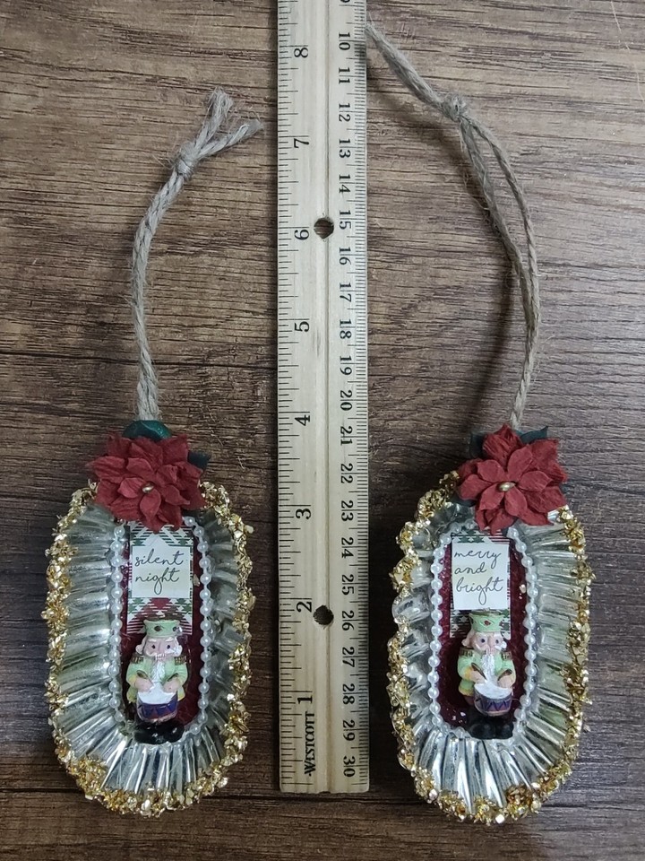 Nutcracker Christmas Ornament Set Of 2 Handmade Vintage Style Tart Tin ...