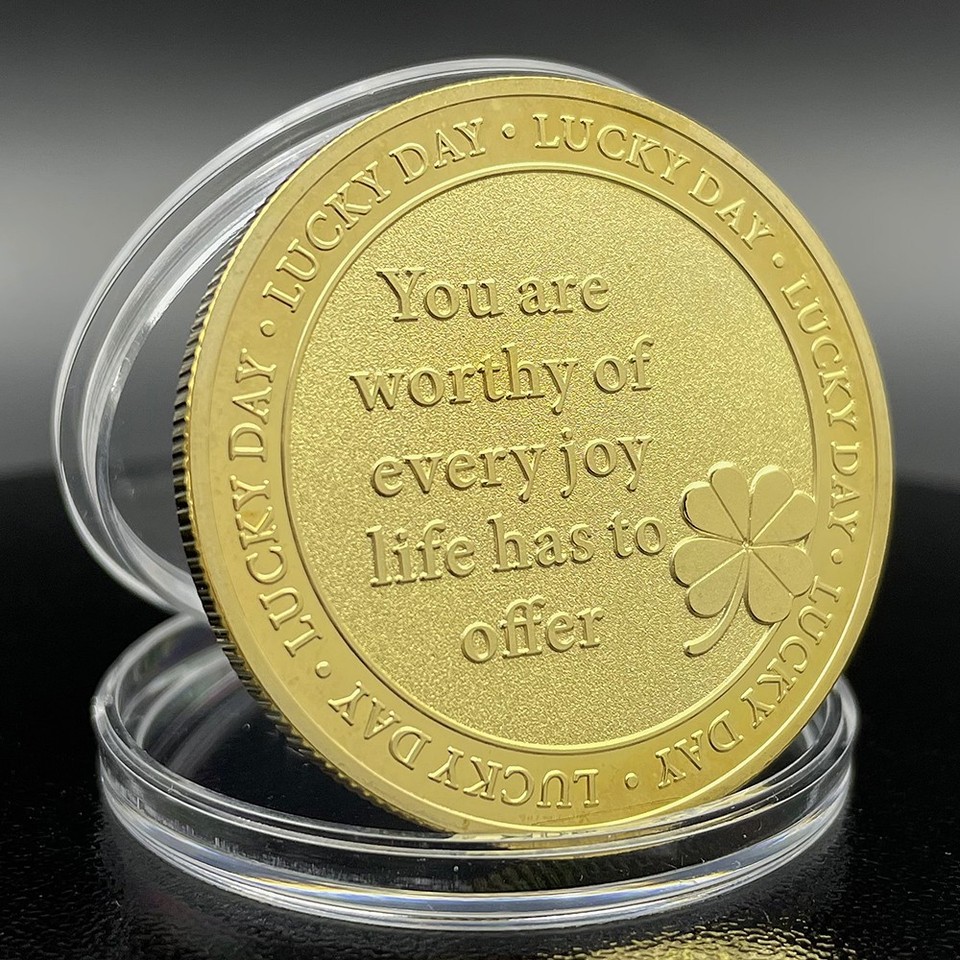 Four Leaf Clover Gold Coin Colorful Lucky Coin Elune's Blessing Token ...