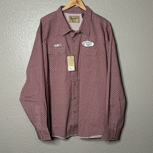 Wrangler Retro Western Shirt Mens 4X Red Print Pearl Snap Cowboy ...