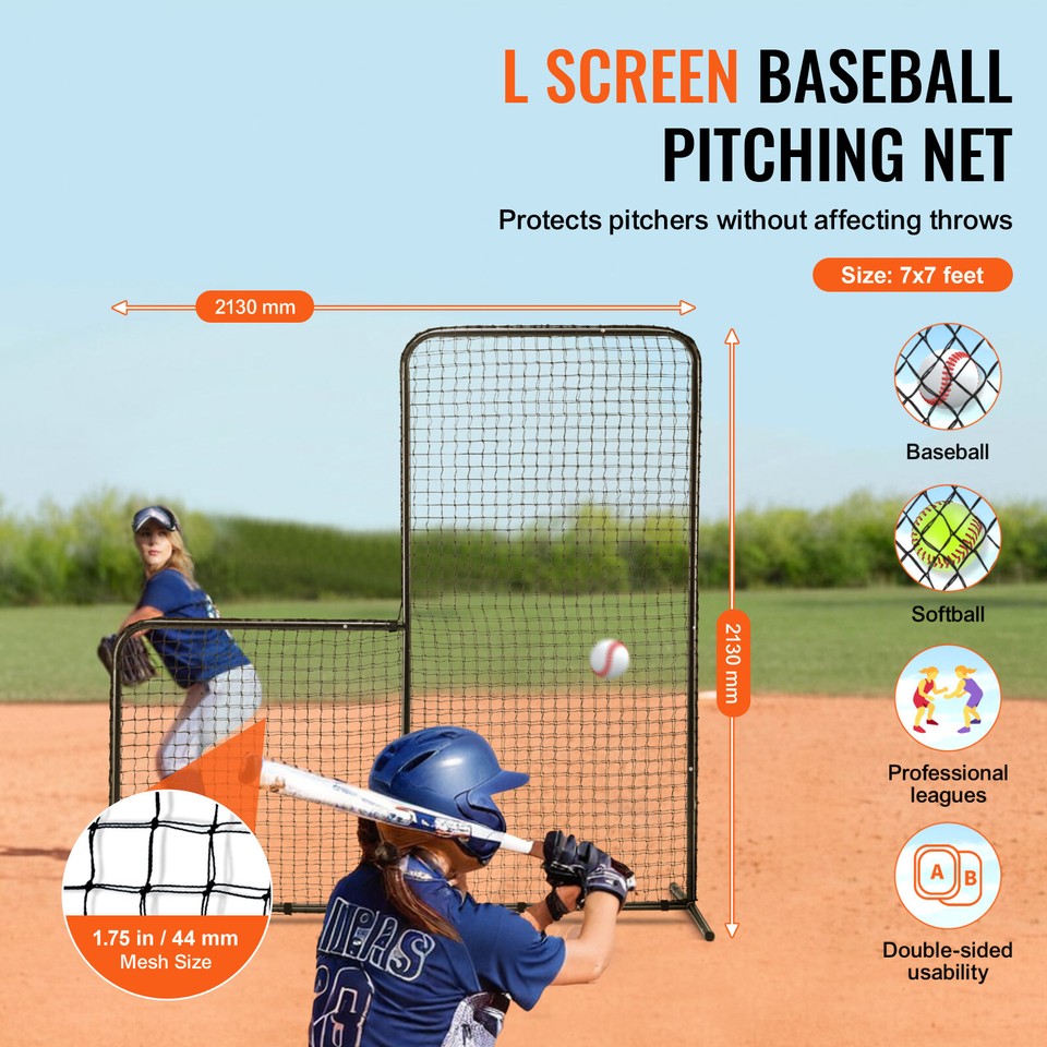 Uimoso L Screen Baseball Pitching Net for Batting Cage Softball Screen ...