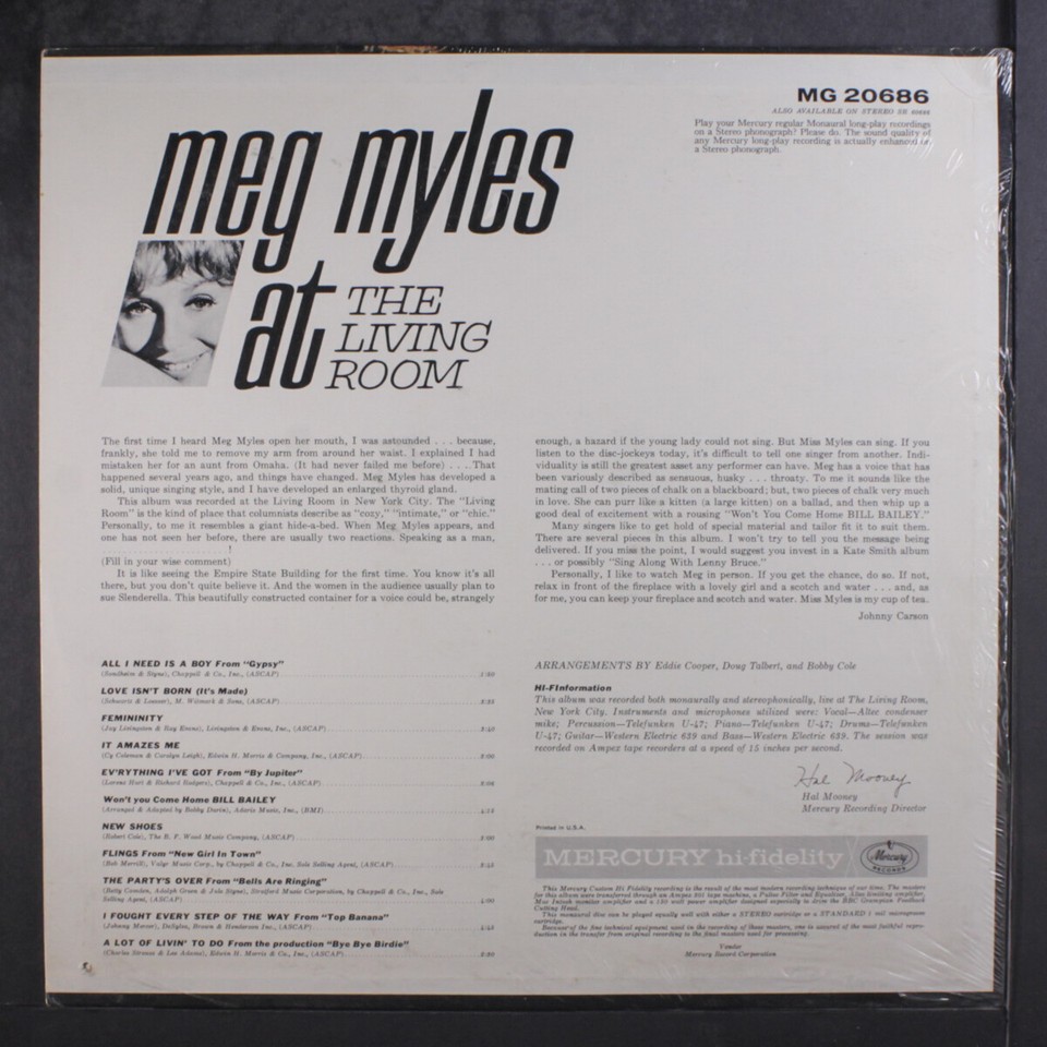 MEG MYLES: at the living room Mercury 12" LP 33 RPM Sealed | eBay